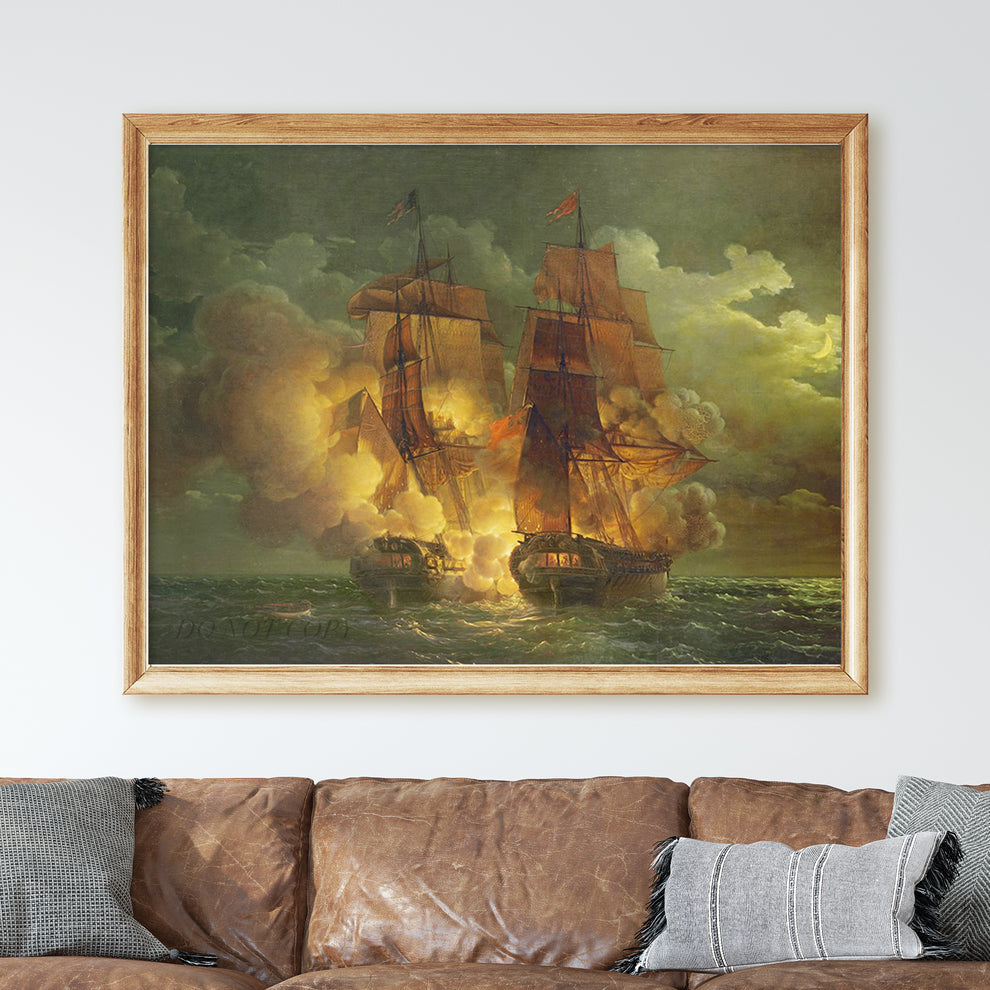 Battle Between the French Frigate 'Arethuse' and the English Frigate ...