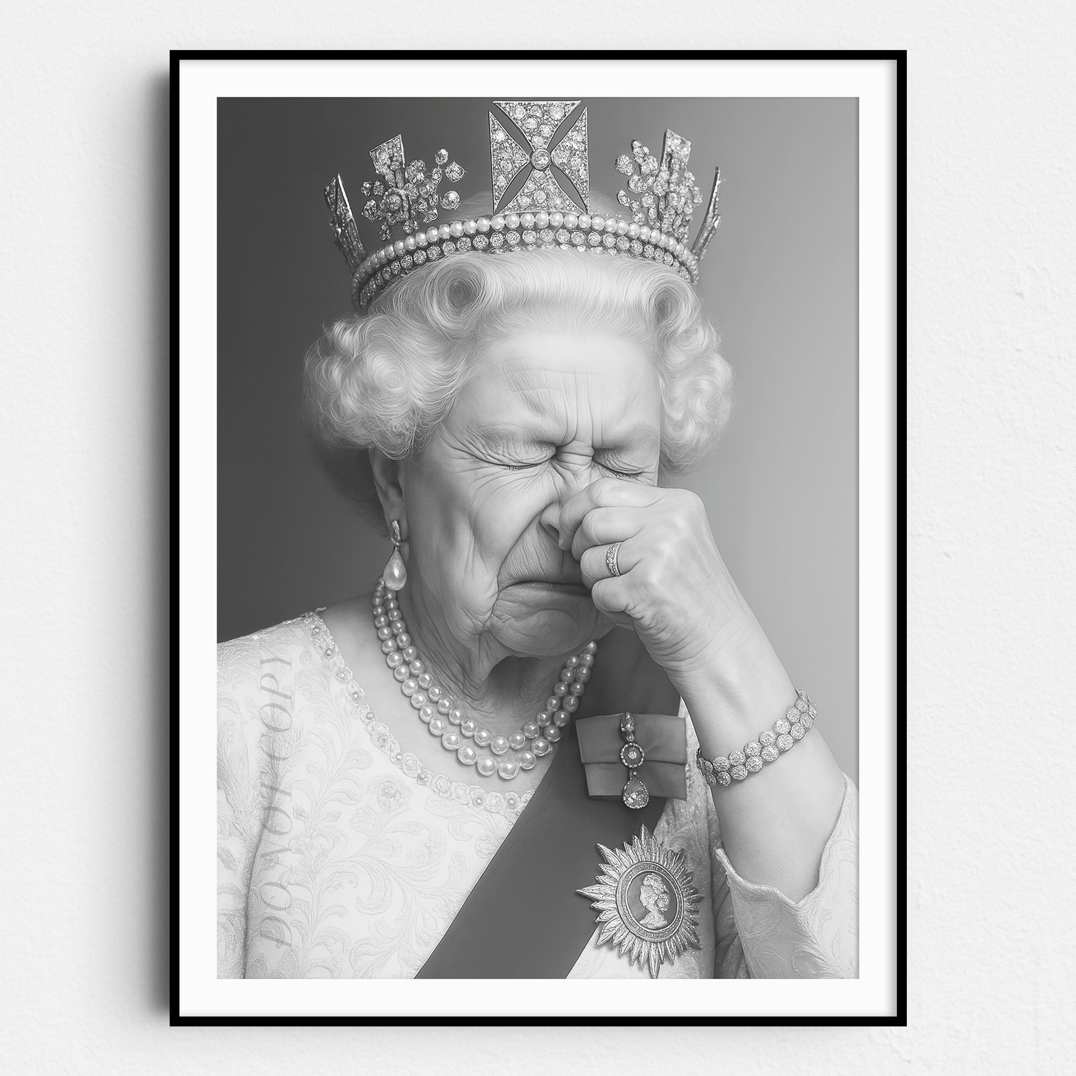 Queen Elizabeth Plugging Her Nose Wall Art Poster Prints – Prints Limited