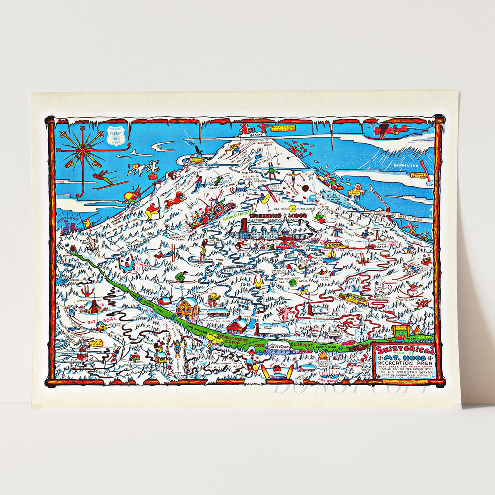 Map of Mount Hood Recreation Area, 1939 Wall Art Poster Prints – Prints ...