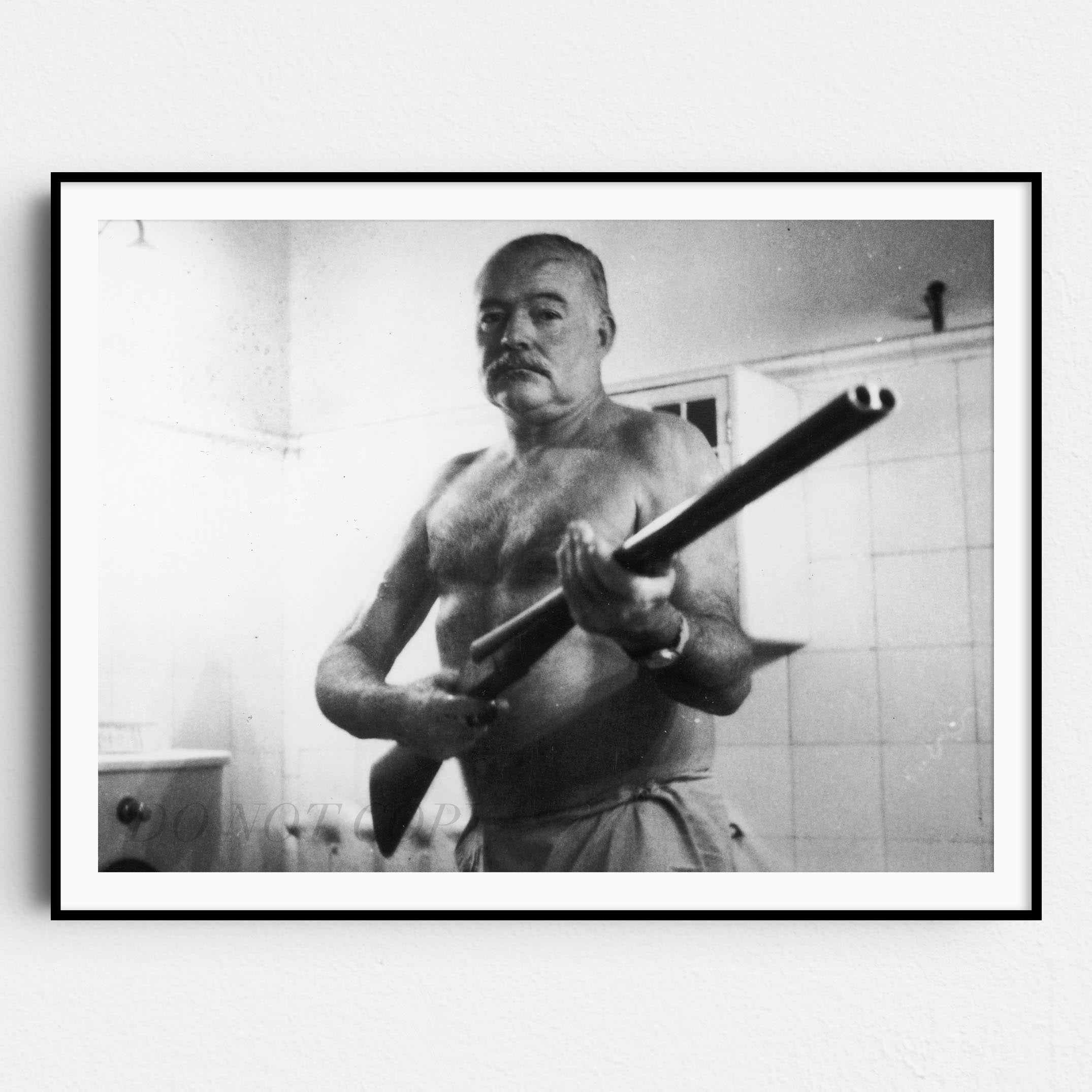 Ernest Hemingway With His Shotgun Rifle Wall Art Print – Prints Limited