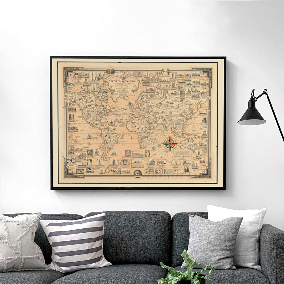 Pictorial Map of the World Wall Art Poster Prints – Prints Limited